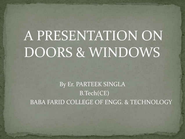 Doors & windows | PPTX | Home Improvement | Home & Garden