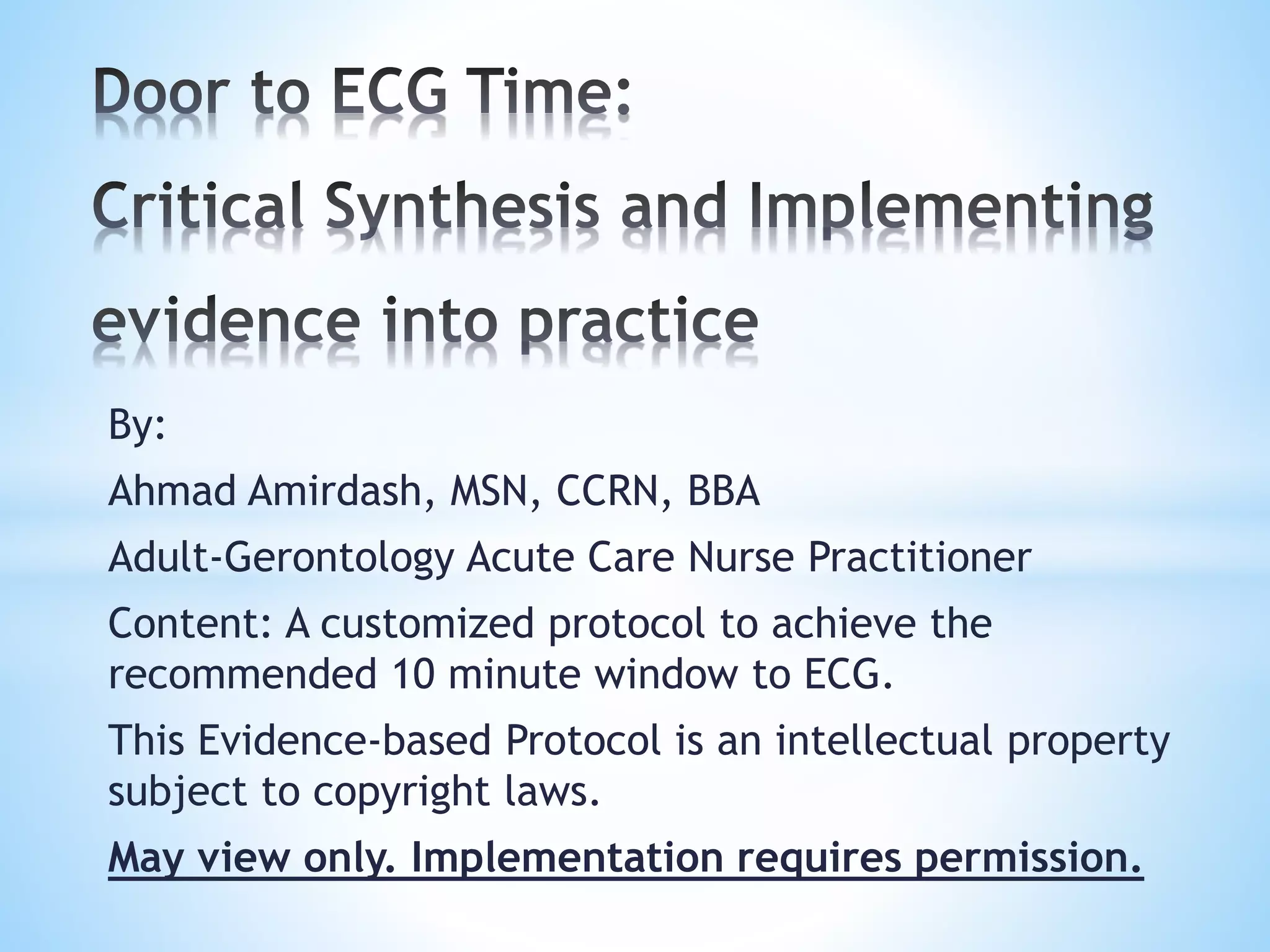 Door to ecg time copyrighted | PPTX