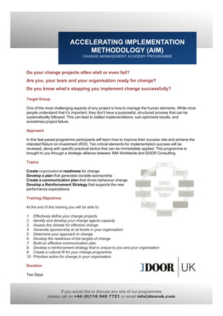 DOOR UK - Change Management Academy | PDF