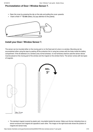 Aeotec Door and window sensor 7 User guide | PDF