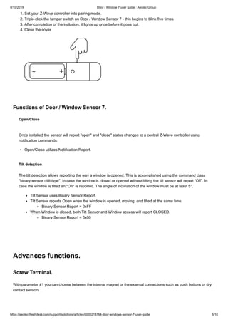 Aeotec Door and window sensor 7 User guide | PDF