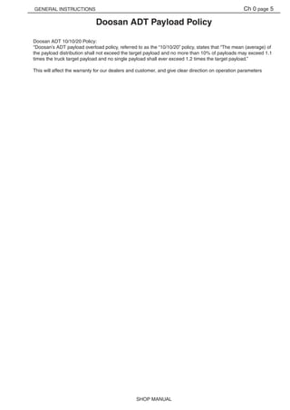 Doosan da40 5 articulated dump truck service repair manual | PDF