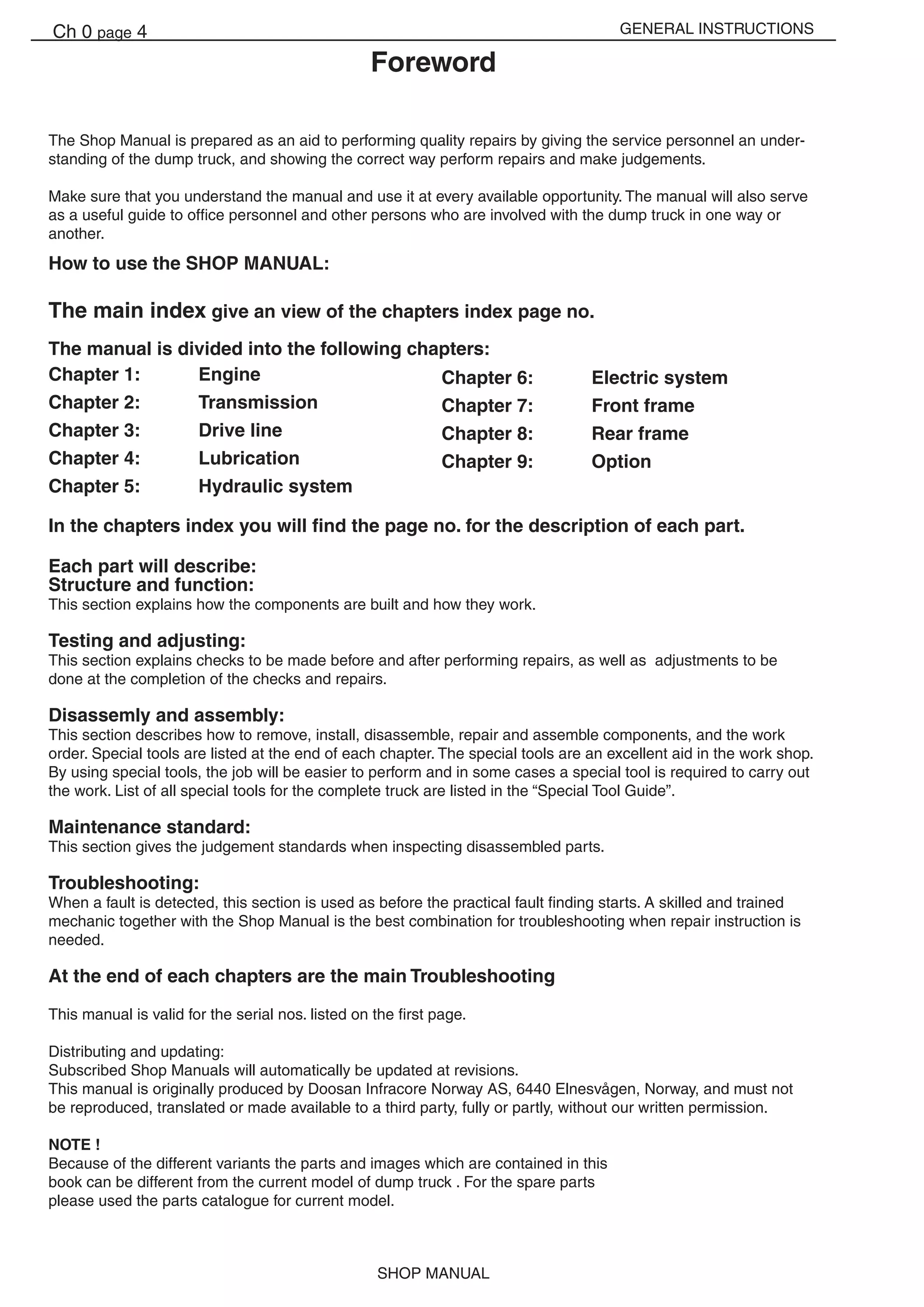 Doosan da40 articulated dump truck service repair manual | PDF