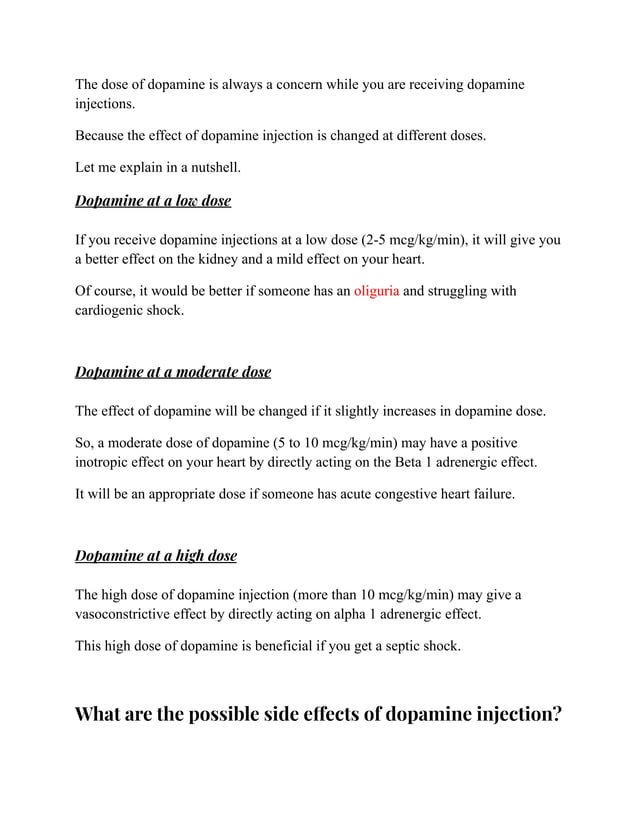 Dopamine injection uses.pdf.pdf | First Aid | Injuries