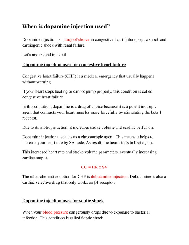 Dopamine injection uses.pdf.pdf | First Aid | Injuries