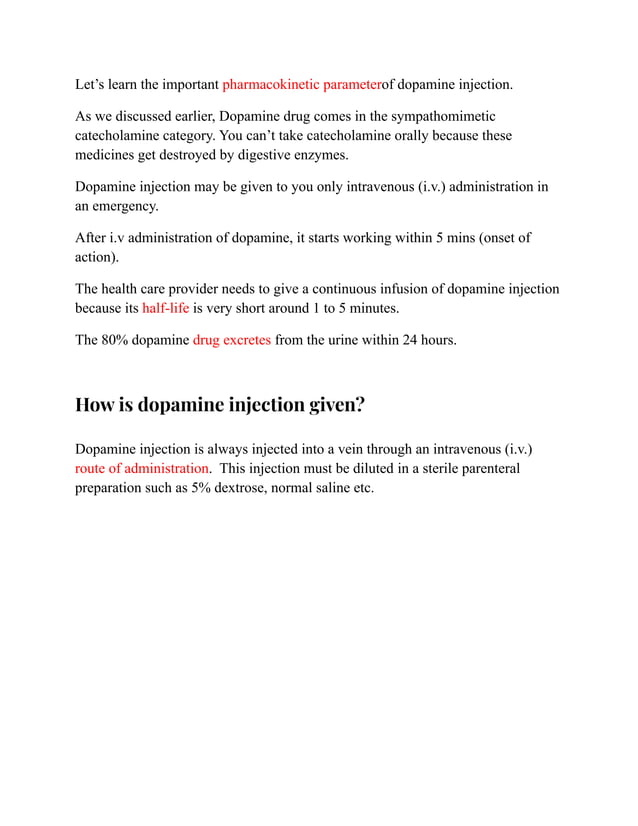 Dopamine injection uses.pdf.pdf | First Aid | Injuries