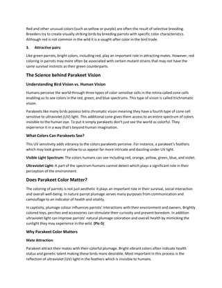 Do Parakeets See Color: Fascinating Vision abilities | PDF