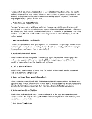 Do Parrots have Teeth: Why Don’t Parrots Have Teeth | PDF