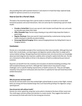 Do Parrots have Teeth: Why Don’t Parrots Have Teeth | PDF