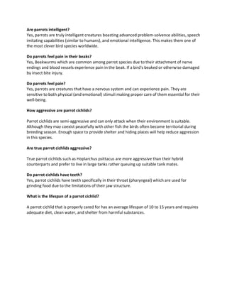 Do Parrots have Teeth: Why Don’t Parrots Have Teeth | PDF