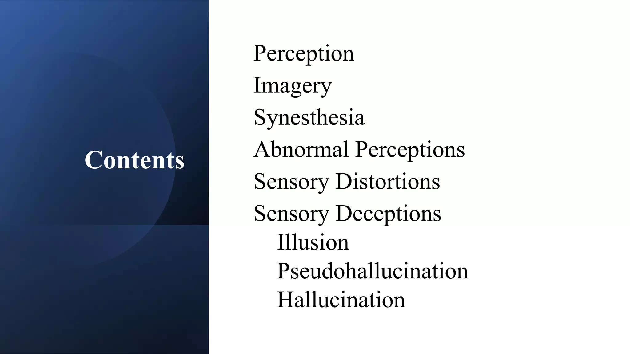 disorders of perception | PPTX