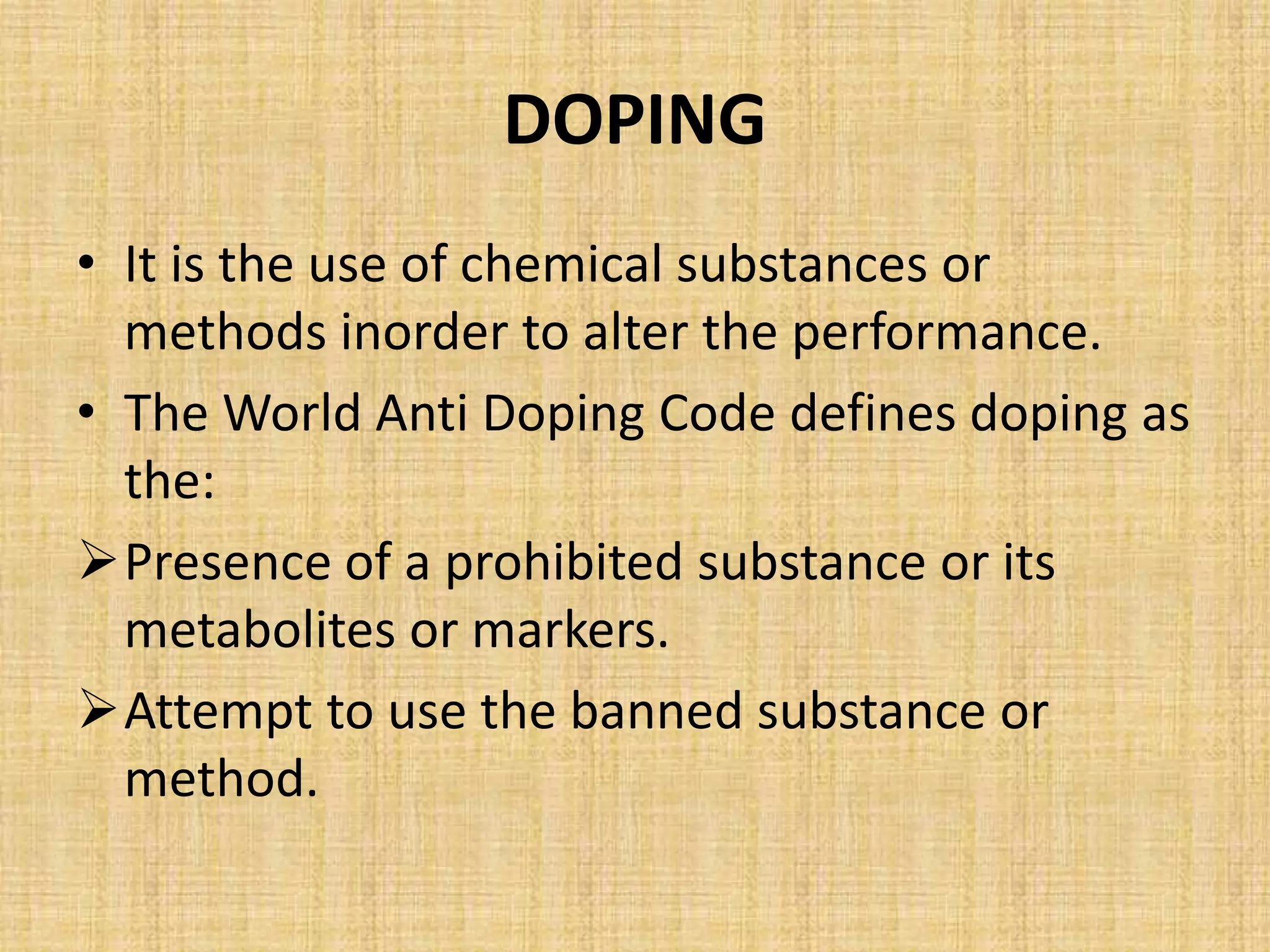 Dope tests,drugs & athletes | PPTX