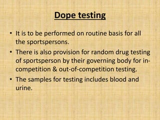 Dope tests,drugs & athletes | PPTX
