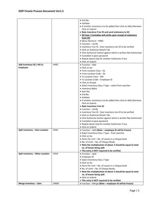 Dop finacle process document ver1.5 | DOCX