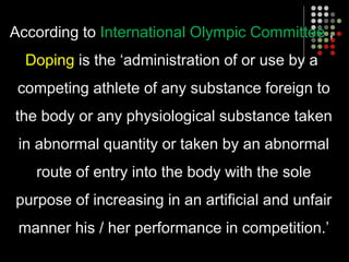 Role of Physiotherapist in Doping Control | PPTX