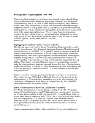 Doping History | DOC