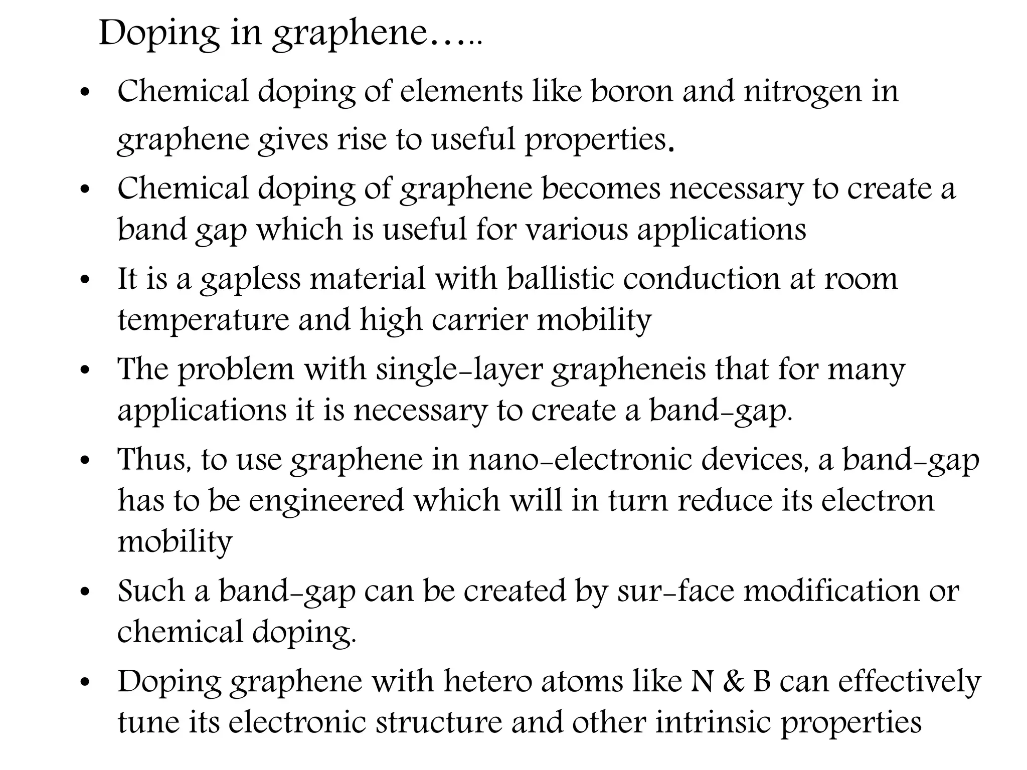 Doping of graphene and its application in photo electrochemical water ...