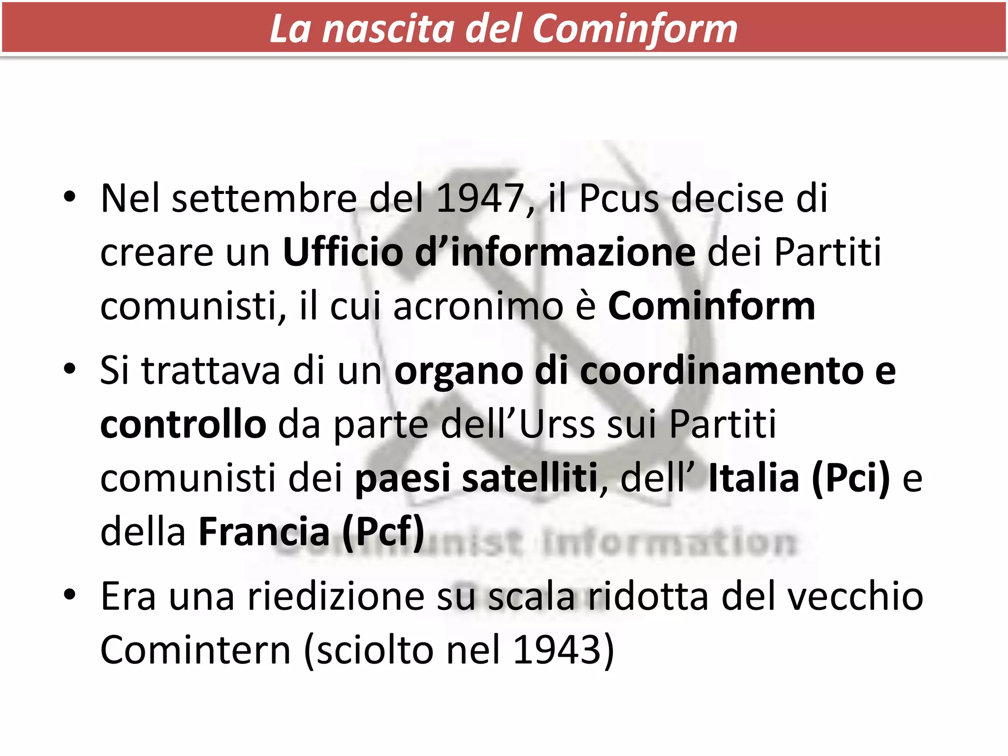 Il secondo dopoguerra (1945-1953) | PDF