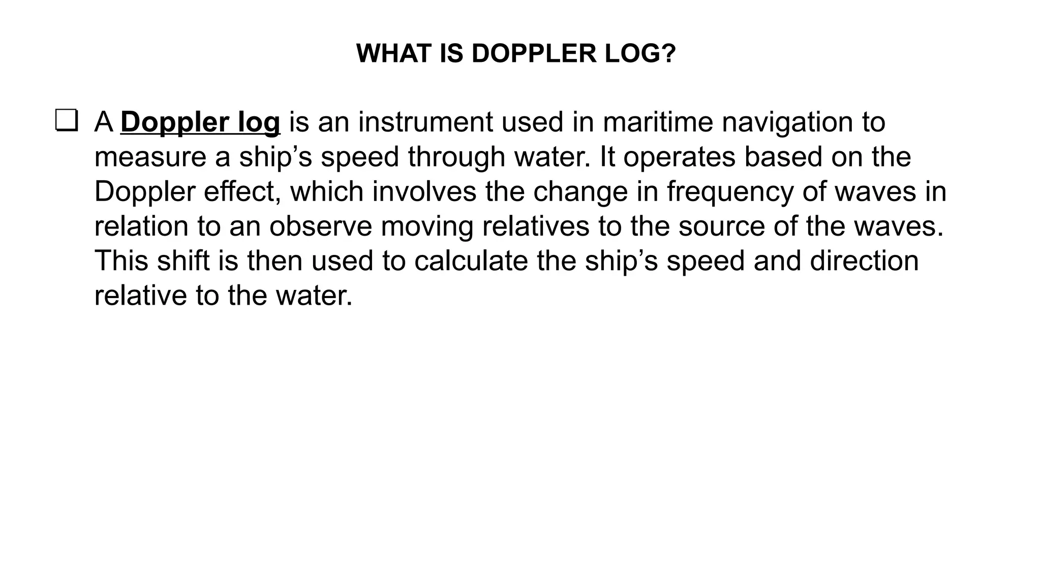 DOPPLER Log presentation in maritime educ | PPTX