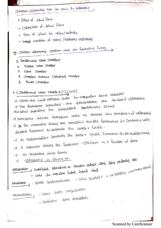 Doppler ultrasound Notes | PDF