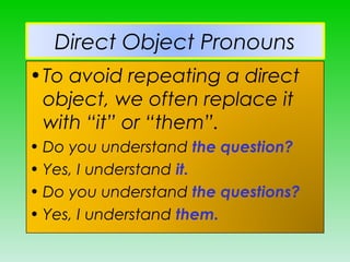 Pronombres de Complemento Directo | PPT