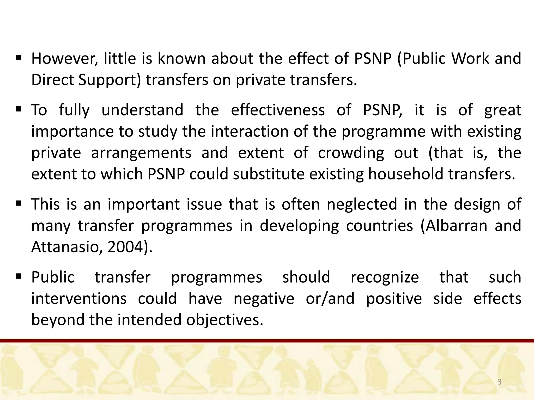 Do Ethiopia’s PSNP transfers crowd-out private transfers? | PPT