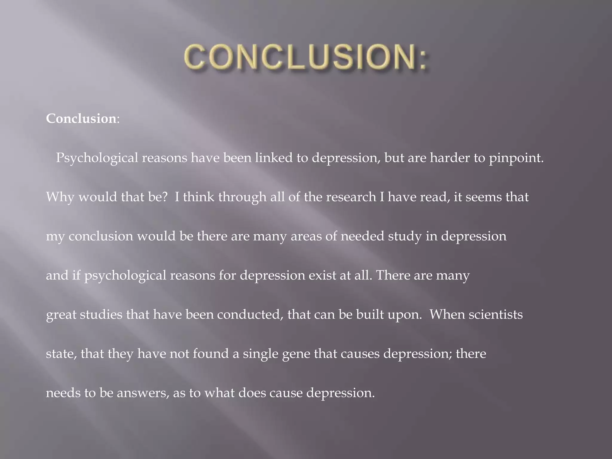Do Psychological Reasons For Depression Exist | PPTX