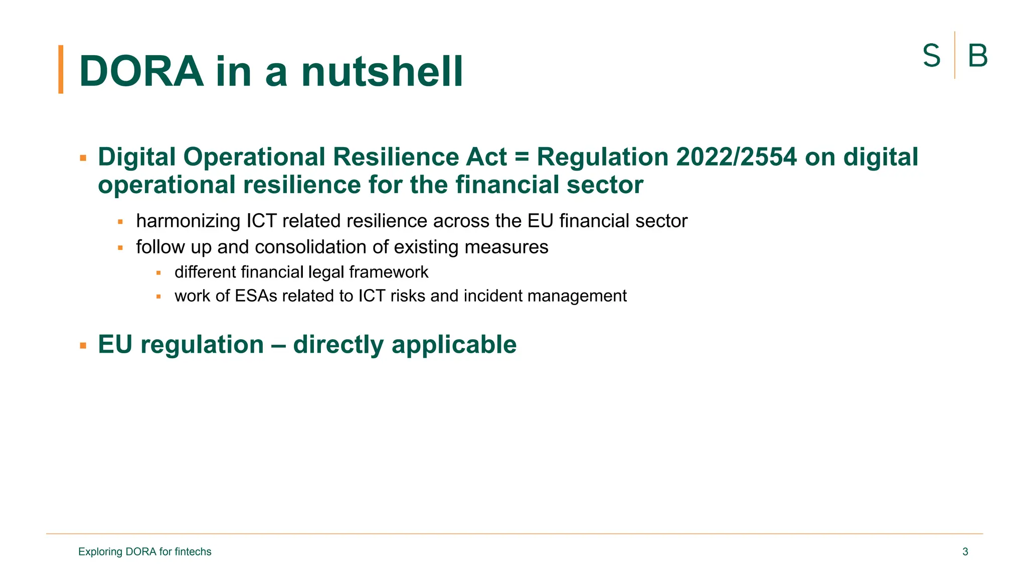Webinar Exploring DORA for Fintechs - Simont Braun | PDF