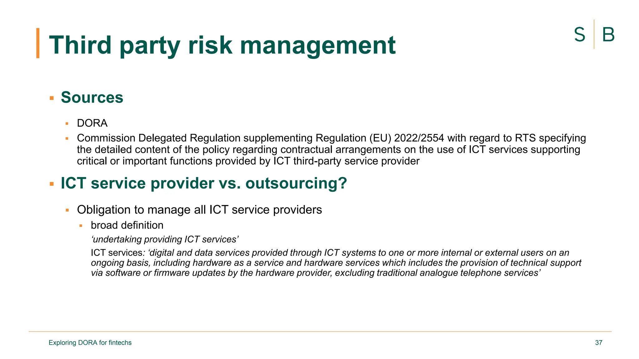 Webinar Exploring DORA for Fintechs - Simont Braun | PDF