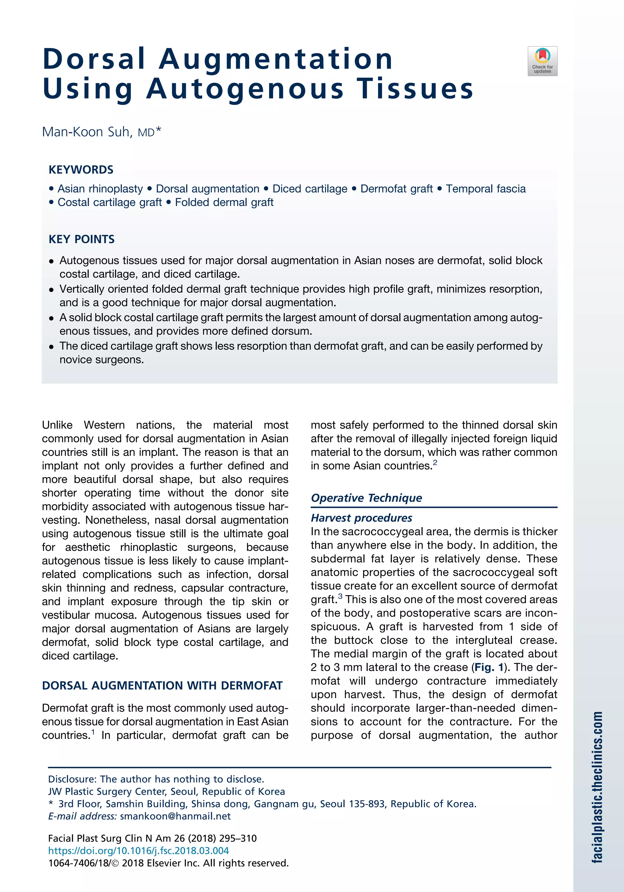Nasal doral augmentation using autogenous tissues | PDF