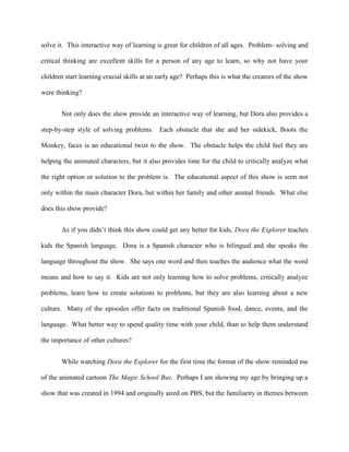 Dora vs. magic school bus | DOCX