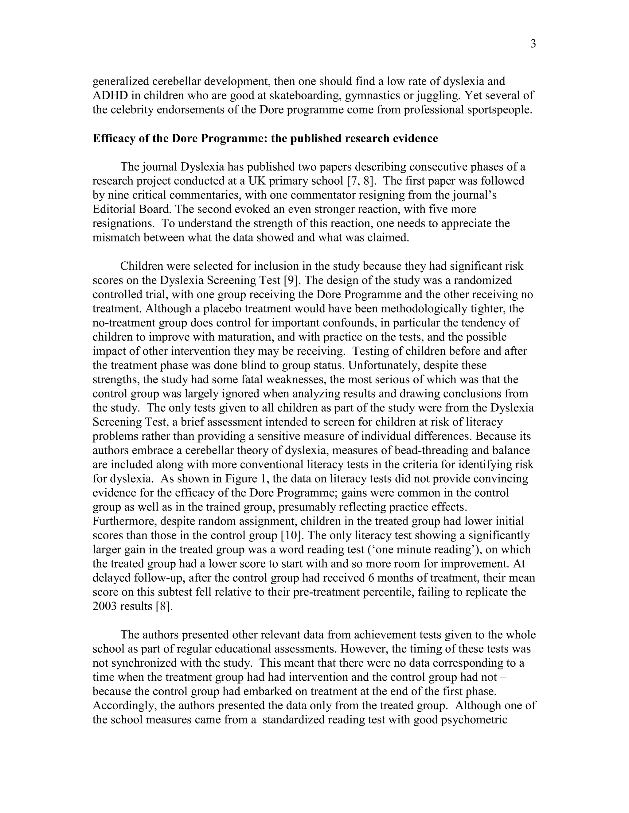 The Dore Programme: evaluation | PDF