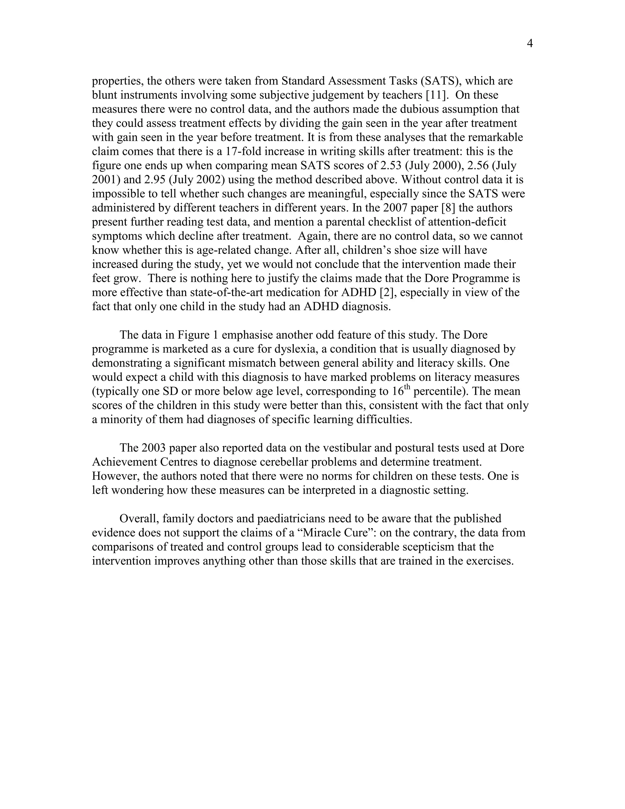 The Dore Programme: evaluation | PDF