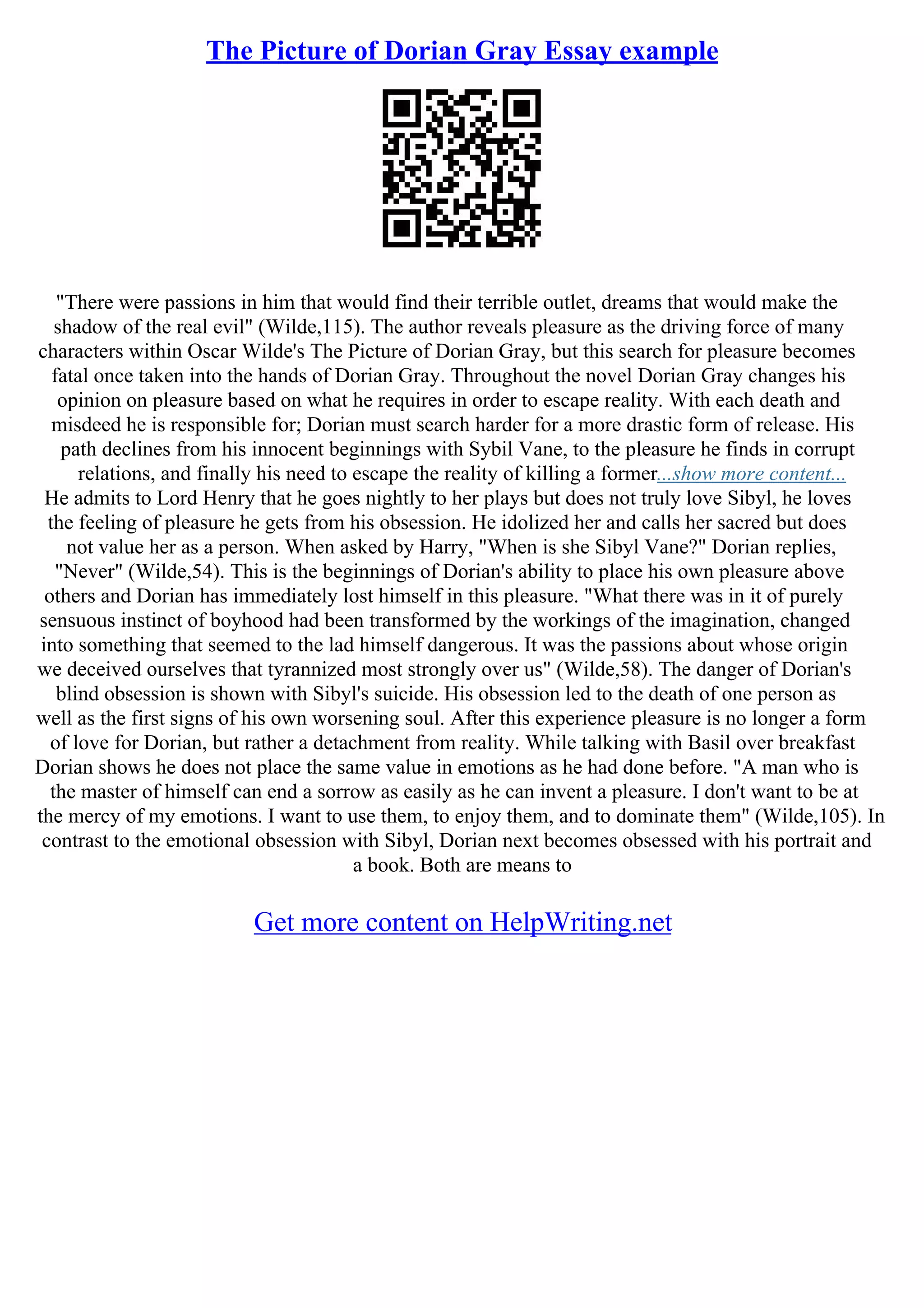 Dorian Gray Essays | PDF