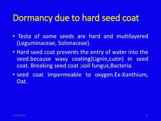 Seed dormacy: It's defination, classification, types, description | PDF