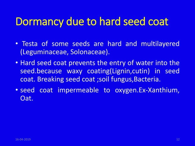 Seed dormacy: It's defination, classification, types, description | PPT