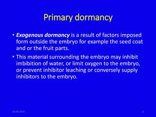 Seed dormacy: It's defination, classification, types, description | PDF