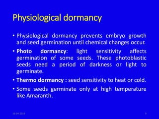 Seed dormacy: It's defination, classification, types, description | PDF