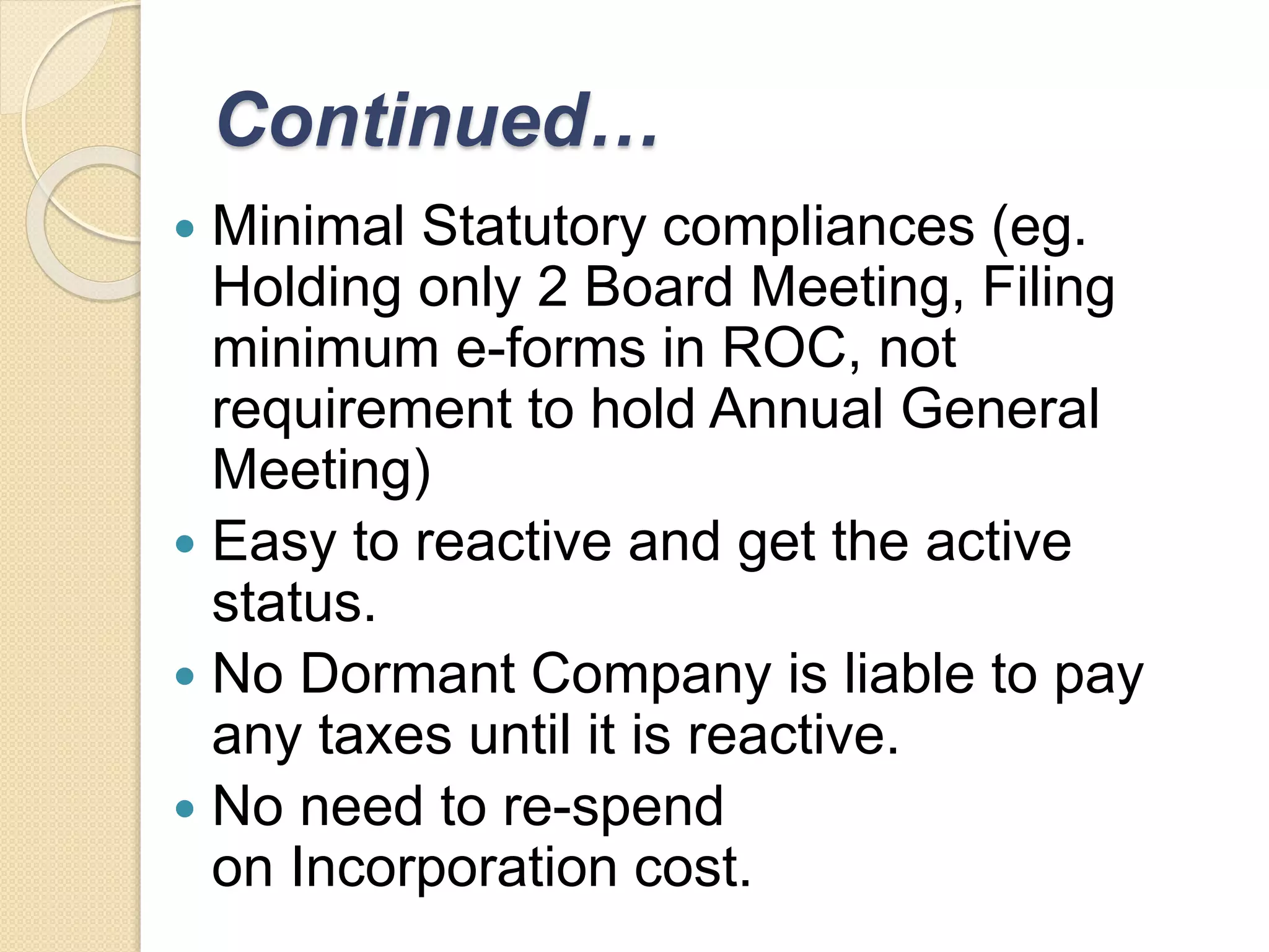 Dormant company | PPTX