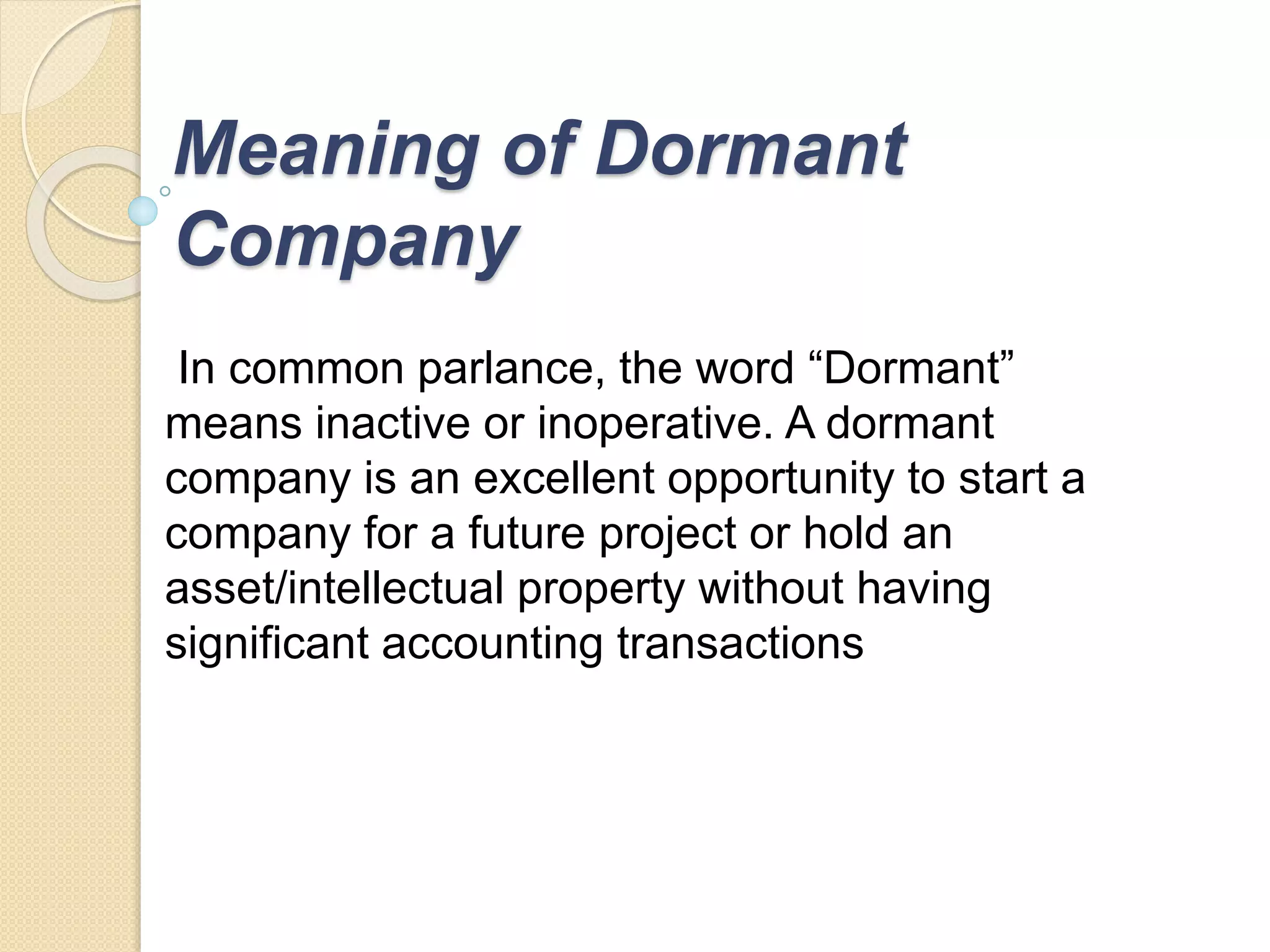 Dormant company | PPTX