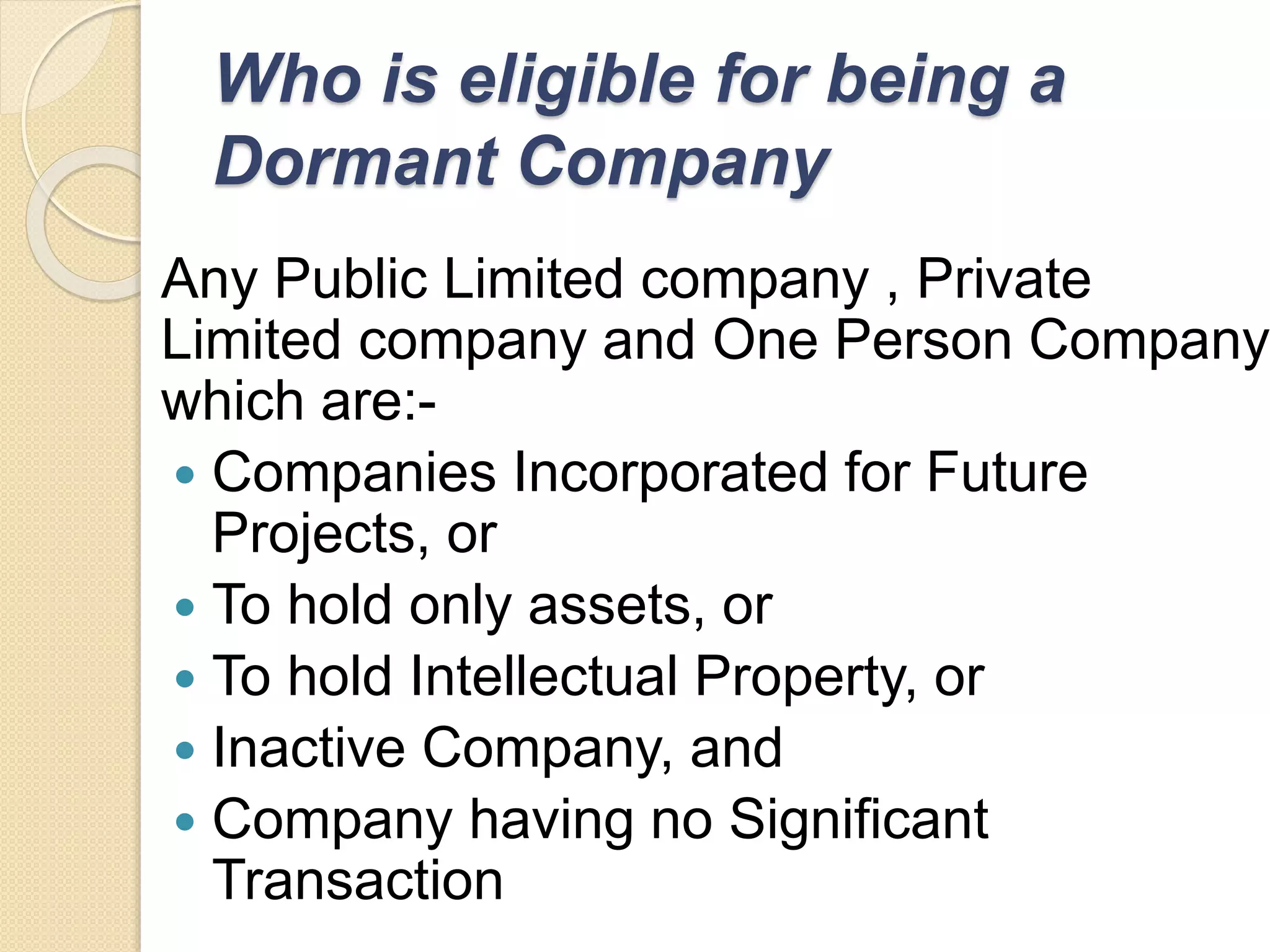 Dormant company | PPTX