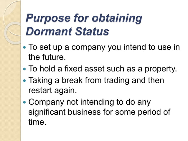Dormant company | PPT