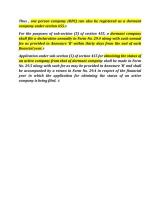 Dormant company under companies act 2013 | PDF
