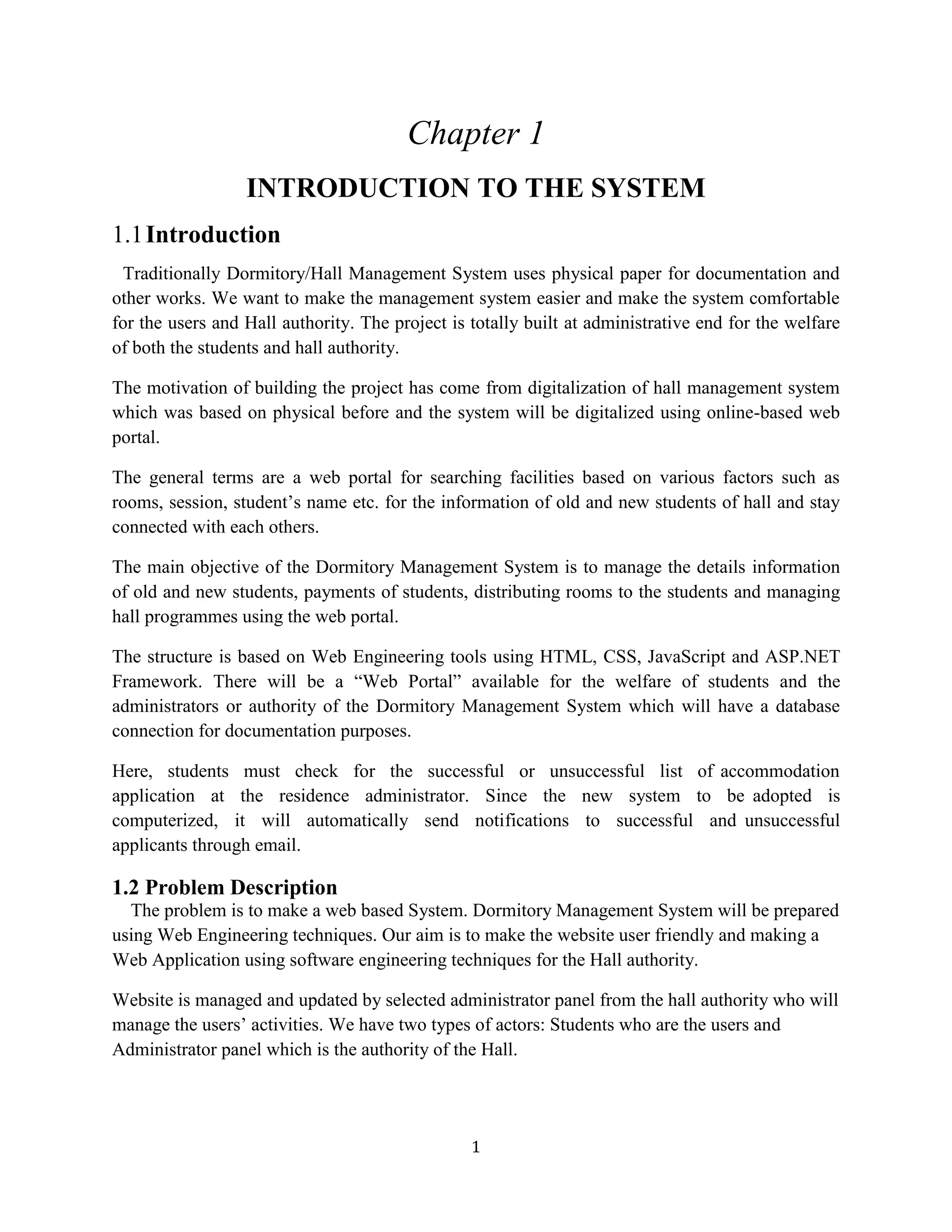 Dormitory management system project report | PDF