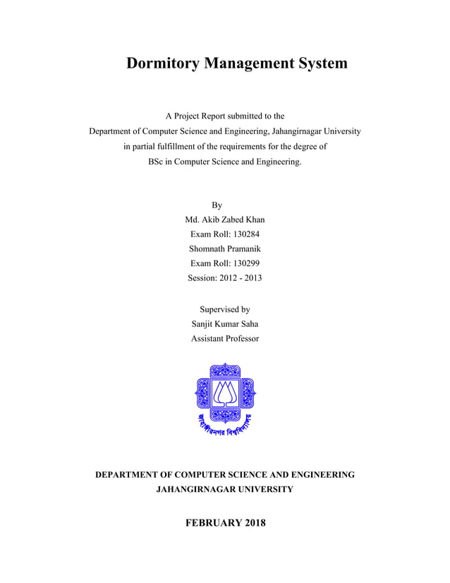 Dormitory management system project report | PDF | Databases | Computer Software and Applications