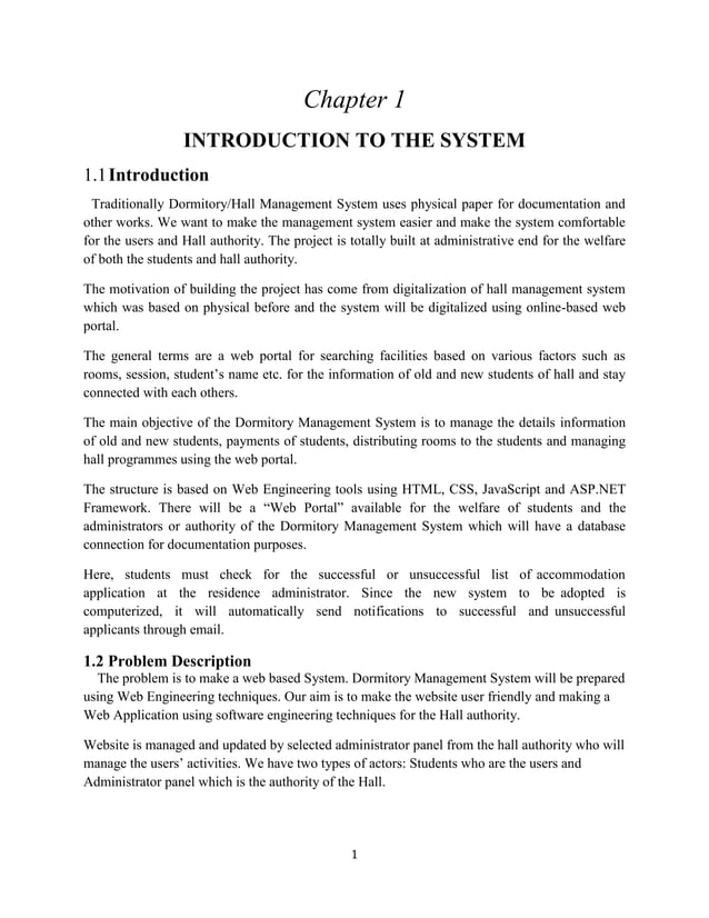 Dormitory management system project report | PDF | Databases | Computer Software and Applications