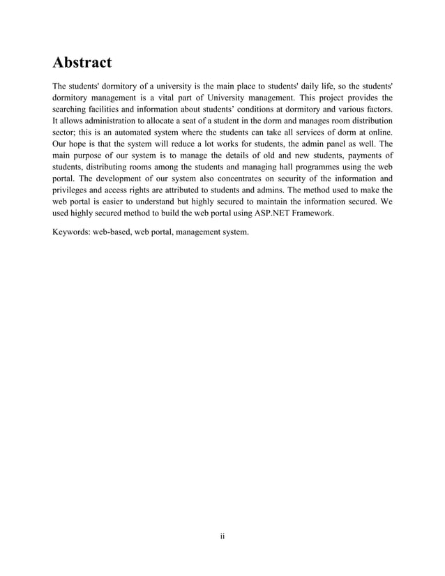 Dormitory management system project report | PDF | Databases | Computer ...