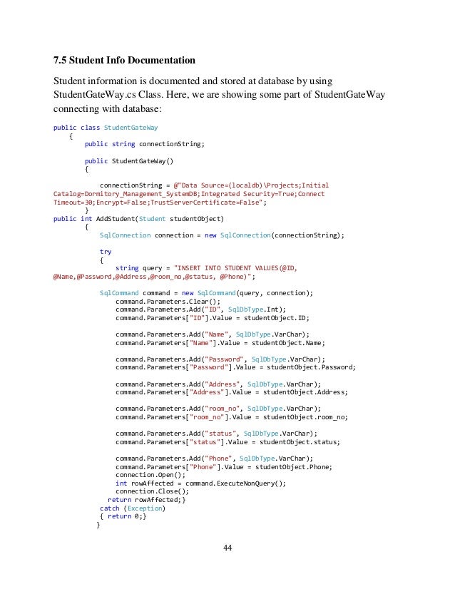 Dormitory management system project report