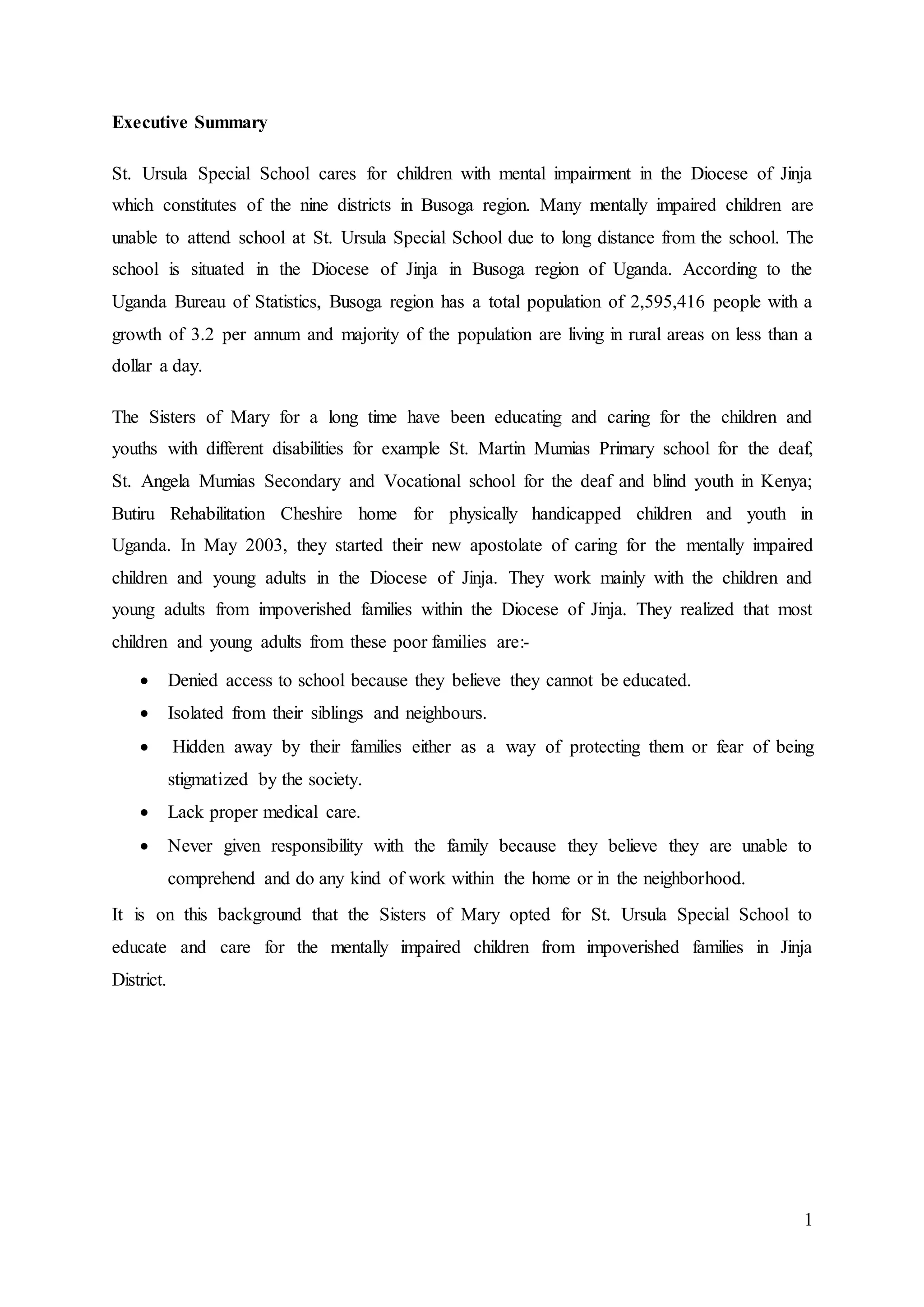 Dormitory proposal for st ursula special school | DOCX