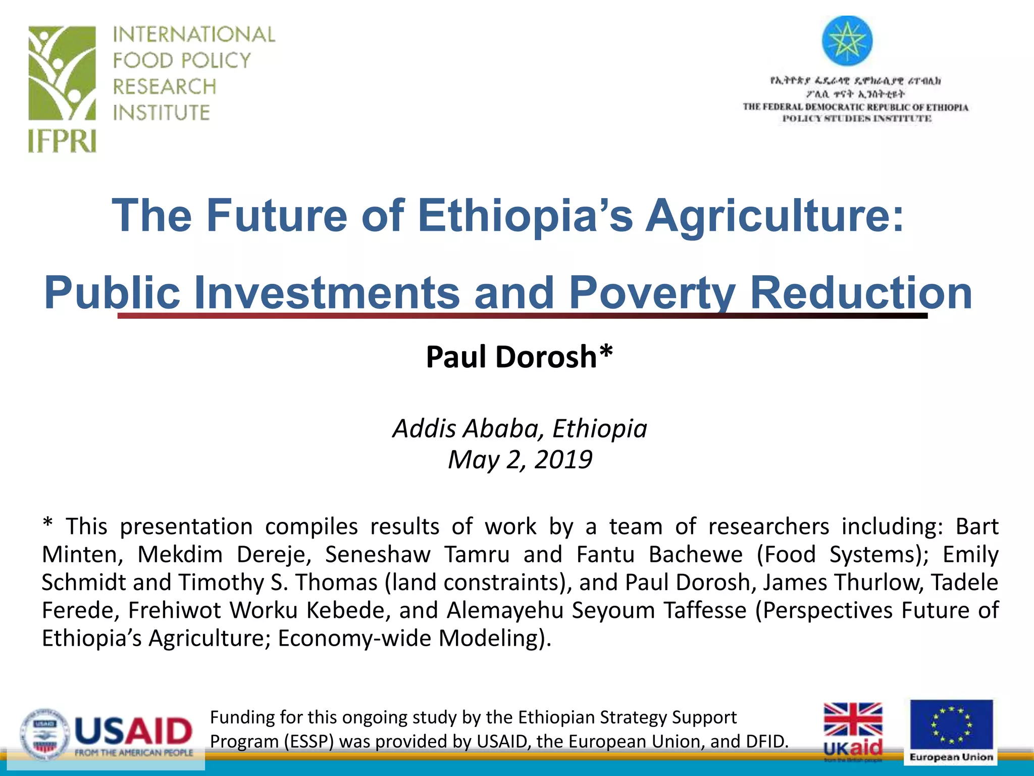 The Future of Ethiopia’s Agriculture: Public Investments and Poverty ...